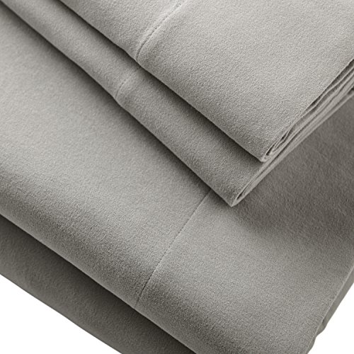 Amazon Brand β Stone & Beam Rustic Solid 100% Cotton Flannel Bed Sheet Set, King, Heather