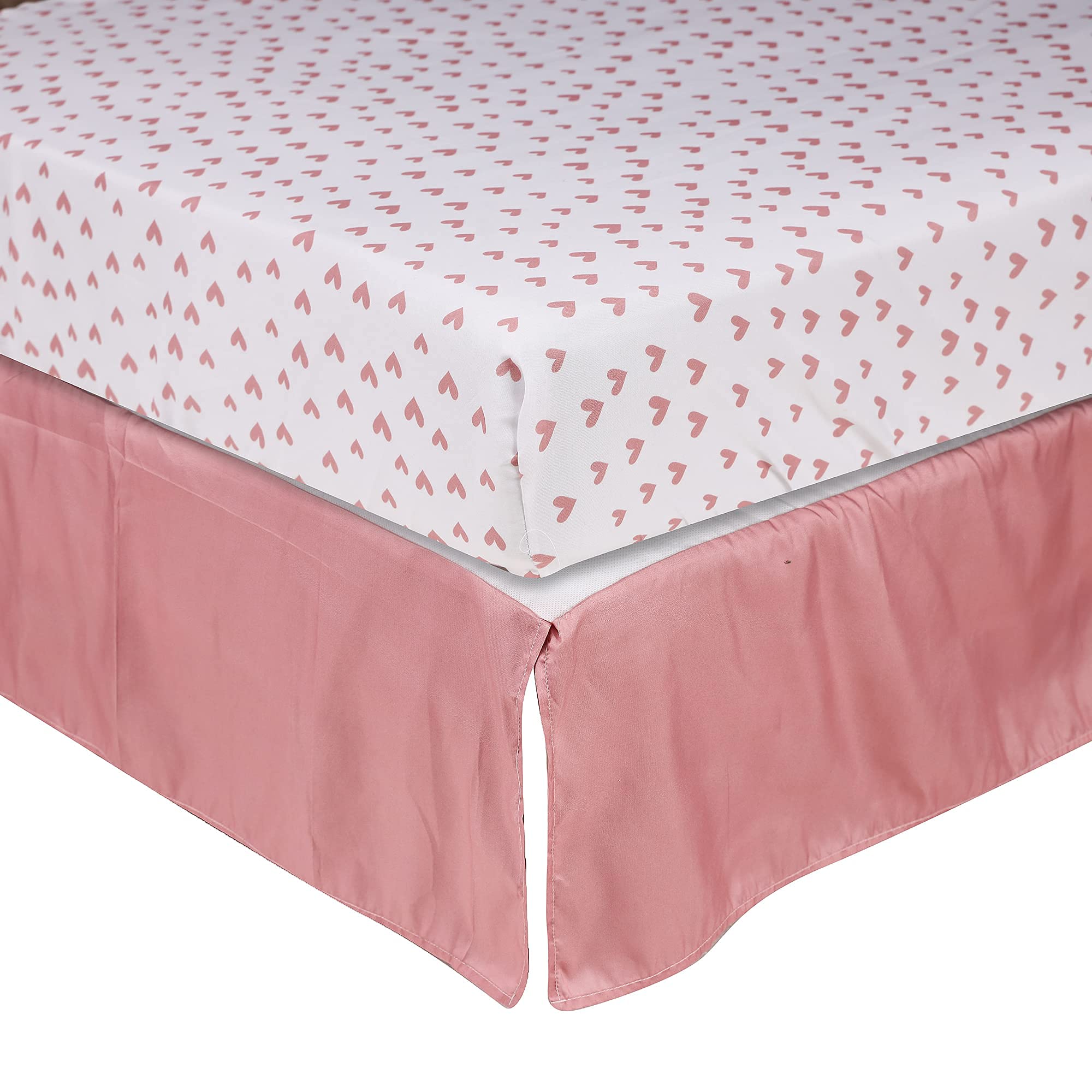 Pink Crib Sets for Baby Girls, Swan Crib Bedding Set by Sweet Baba, 5 PC Nursery Crib Set Includes Quilt/Fitted Sheet/Crib Skirt/Diaper Stacker/Blanket(Flower Theme)