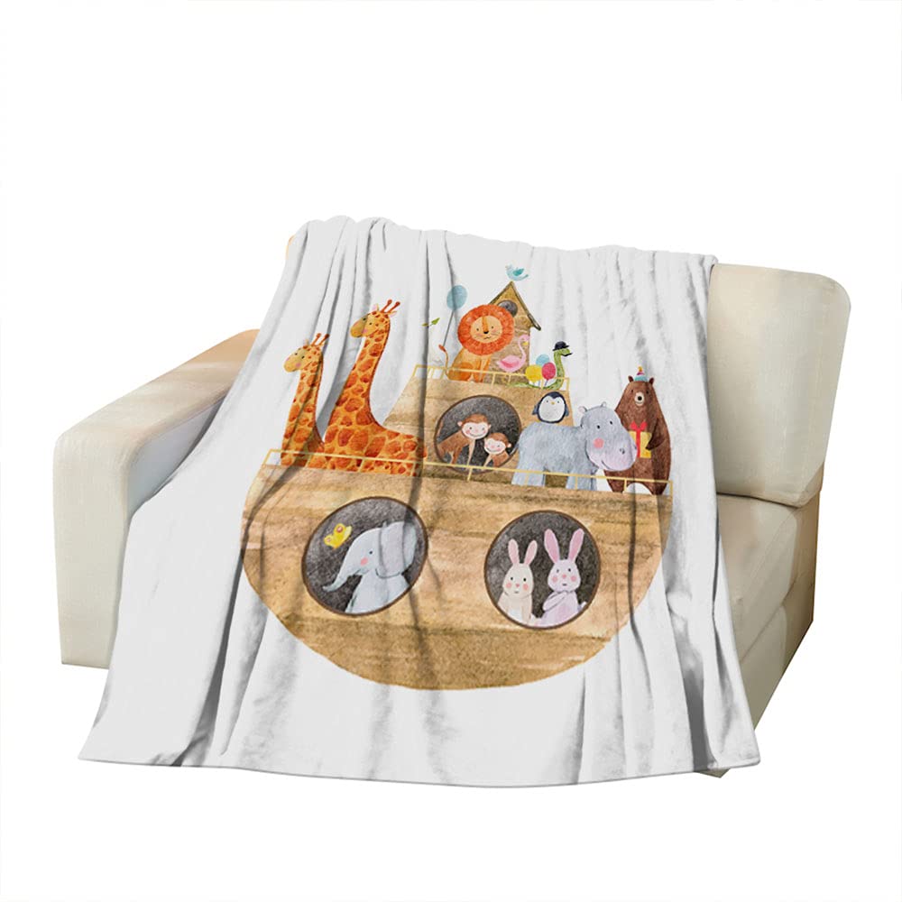 WONDERTIFY Baby Noah's Ark Throw Blanket Colorful Baby Swaddle Blanket Cozy, Warm and Lightweight 30"X40"