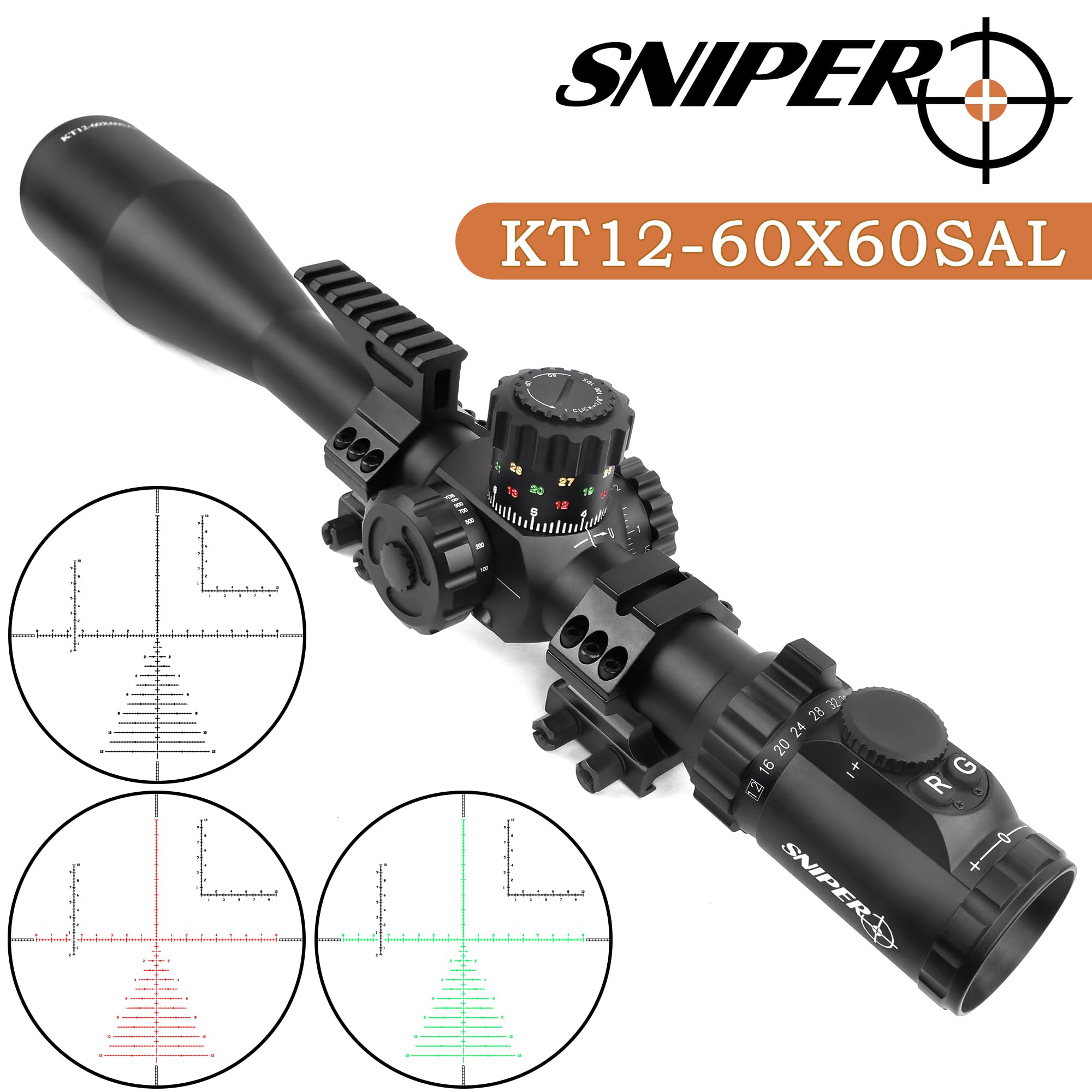 12-60X60SAL Long Range Rifle Scope 35mm Tube Side Parallax Adjustment with Scope( KT12-60X60SAL )