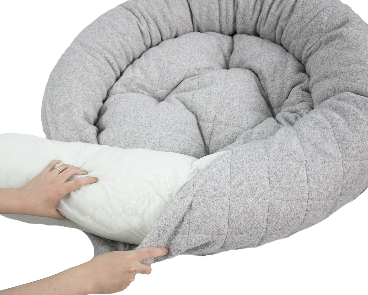 Arlee 59-00935GRY Donut Lounger and Cuddler Pet Bed, Large/X-Large, Gray