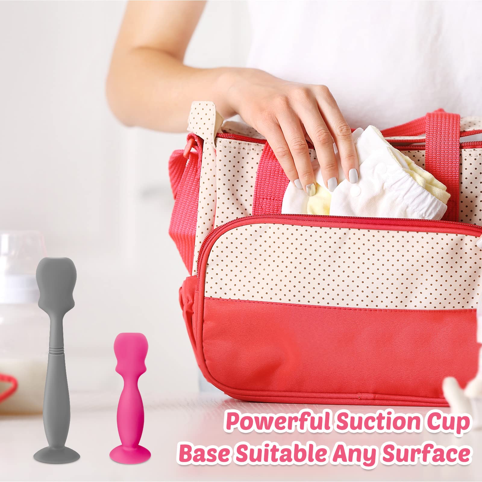 4 Pack Baby Diaper Cream Spatula Applicator Soft Silicone Baby Butt Paste Spatula Mini Rash Cream Brush for Baby Newborn (White, Gray)
