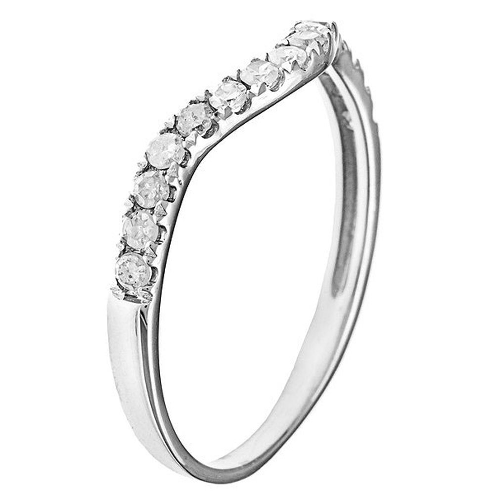 10k White Gold Curved Diamond Wedding Band (1/5 cttw, I-J Color, I2-I3 Clarity)