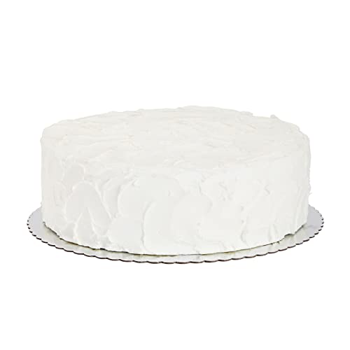 12-Pack Cake Boards 12 Inch, Elegant Round Scalloped Boards for Bakeries, Baking Desserts, Cake Decorating, Sturdy Cardboard Material, Disposable (Silver, 12x12x0.08 in)