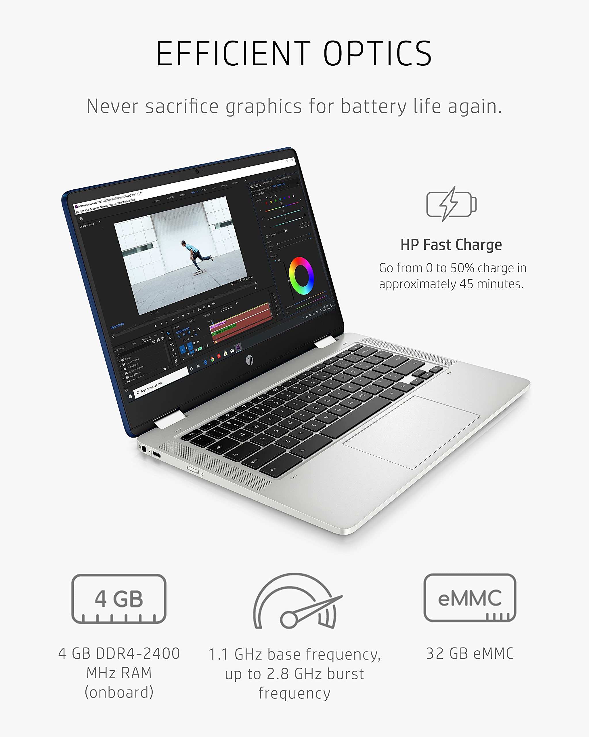 HP Chromebook 360 14a 2-in-1 Laptop, Intel Celeron Processor, 4 GB RAM, 32 GB eMMC, 14” HD (1366 x 768) Chrome OS, Webcam & Dual Mics, Work & Play with Long Battery Life (14a-ca0060nr, 2021)