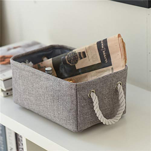 Basket Rope Storage Baskets, Flax Organizer Waterproof with Handles 16 x 12 x 8 Inches, Basket Storage of clothes toy and Daily Necessities