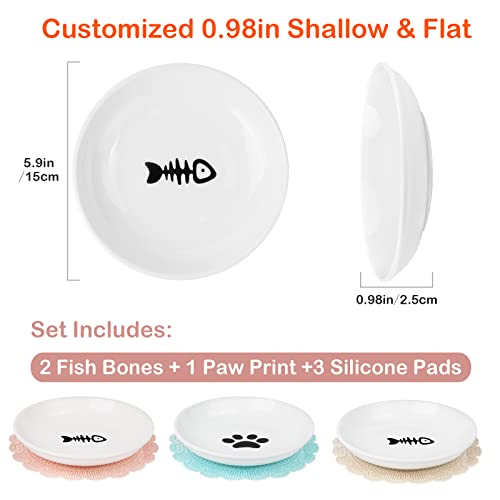 ๐ฎ๐ฌ๐ฎ๐ฏ ๐๐๐ Anti Whisker Fatigue Cat Bowls, Healthy Ceramic Cute Flat Cat Food Bowl for Indoor Cats, Cat Dishes Shallow Wide Cat Plates for Wet Food, Small Whisker Friendly Pet Cat Feeding Bowls