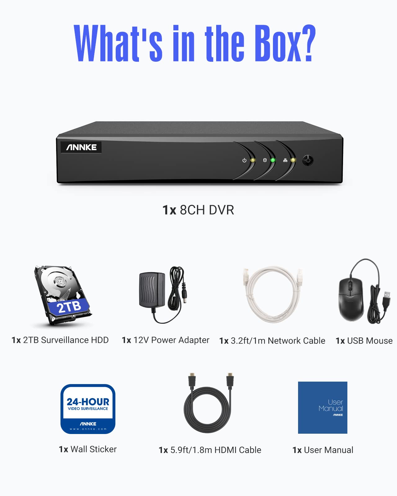 ANNKE 3K Lite 8CH Digital Video Recorder, H.265+ Hybrid 5-in-1 DVR with AI Human/Vehicle Detection, Remote Access for Surveillance Camera Home Business, 2TB Hard Drive Included