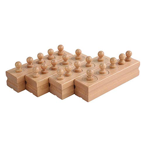 Adena Montessori Mini-Cylinder Block (Set of 4) Materials Sensorial Educational Tools Preschool Early Montessori Toys for Toddlers