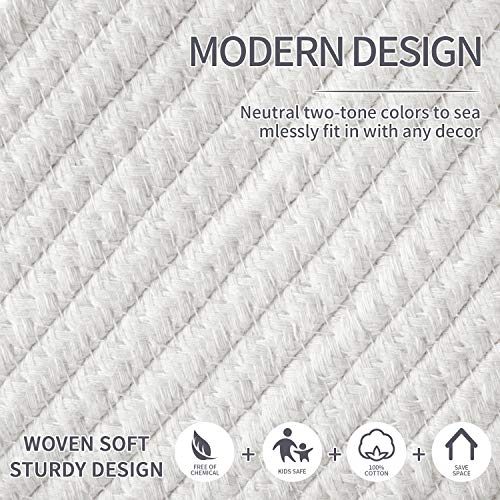 Cotton Rope Basket with Handles 13.4" x 8.7" X 5.9" Woven Cotton Rope Storage Baskets are Ideal for Toy Baskets Laundry Baskets Blanket Baskets and Nursery Baskets(White)