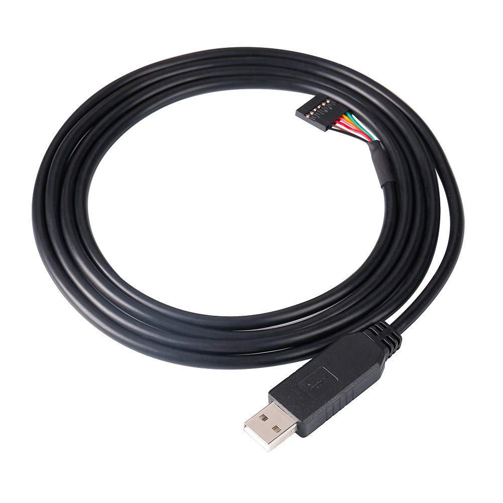 DTech USB to TTL Serial 5V Adapter Cable with FTDI FT232RL Chip 6 Pin 0.1 inch Pitch Female Socket Header UART IC Windows 11 10 8 7 Linux MAC OS (6ft, Black)