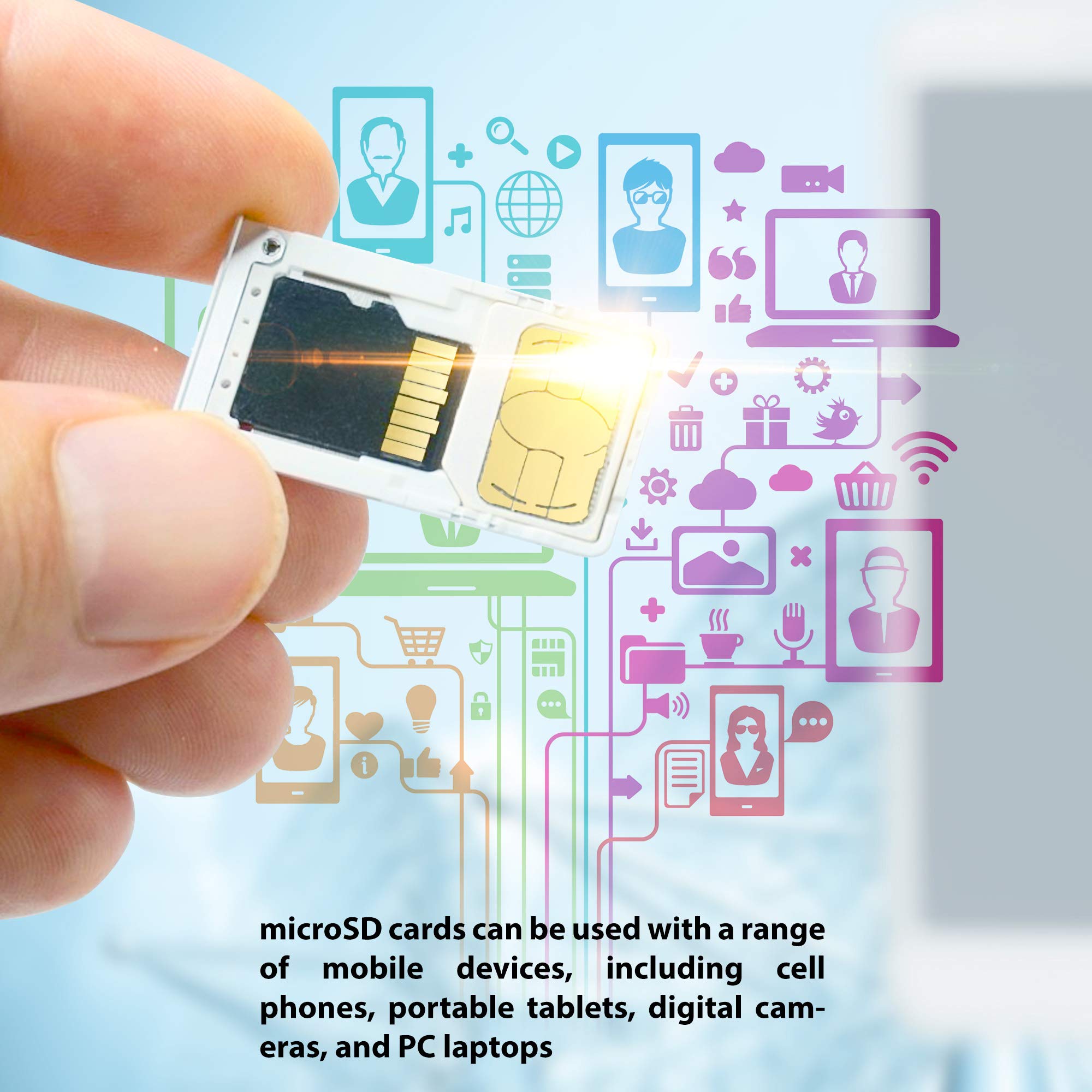 Micro SD Card 1 Tb | USB Adapter | SD Card Adapter | Pack of 3 | 10MB/s Transfer Rate | Plug and Play | All OS Compatible | Reliable and Stable Products | Large Storage Capacity (Blue)