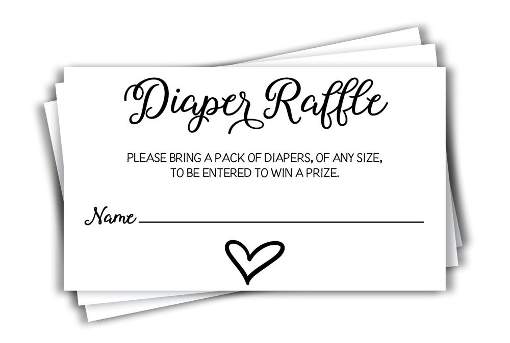 All Ewired Up 50 Gender Neutral Watercolor Heart Baby Shower Diaper Raffle Tickets, Lottery Insert Cards for Heart Baby Shower Invitations Supplies Games for Baby Gender Tickets (50-Cards)