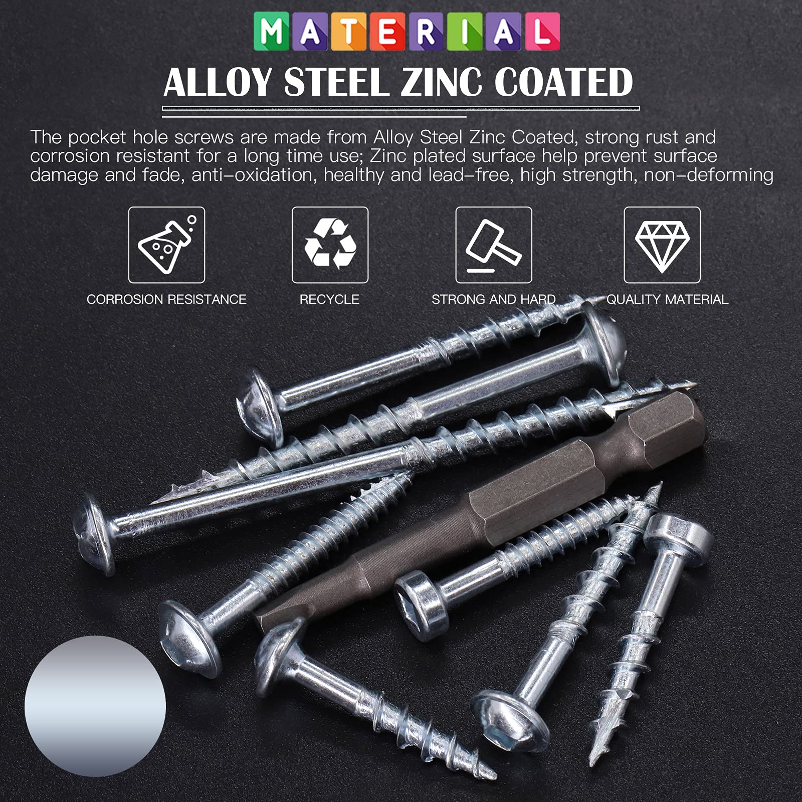 Glarks 160Pcs #8x2-1/2'' Pocket Hole Screws Zinc Coated Square Drive Self Tapping Coarse Thread Wood Screws for Wood and Sheet Metal (#8x2-1/2'' Coarse Thread)