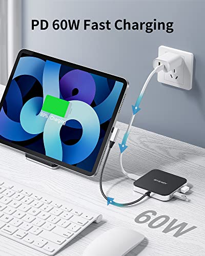 BYEASY USB C Hub Stand Holder, 7 in 1 Docking Station Adapter with 4K HDMI, 60W PD Charging, TF/SD Card Reader, USB 3.0 and 3.5mm Audio Jack for iPad Pro 2018 2020 2021, iPad Air 4th