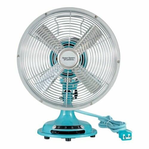 8'' Tabletop All Metal Retro Antique Style Fan Adjustable & Oscillating 3 Speeds Better Homes & Gardens, Aqua
