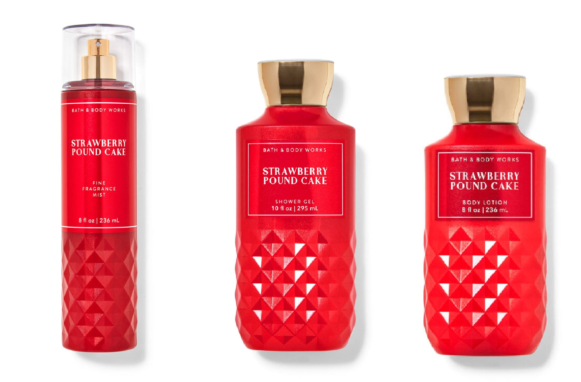 Bath and Body Works - Strawberry Pound Cake - Daily Trio โ Fall 2020 - Shower Gel, Fragrance Mist & Body Lotion