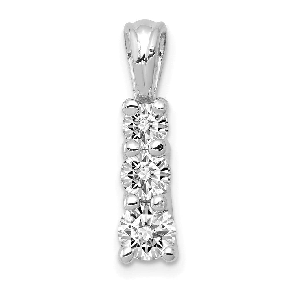 14k White Gold VS Diamond three stone pendant GLD-AZ-XP1401VS