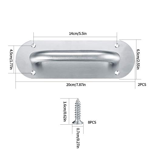 2 Pcs Stainless Steel Push Pull Door Handles, Barn Door Pull Push Sliding Door Handles with Back Plates for Kitchen Wardrobe Cupboard Cabinet Closet Shed Gate Door Handles - 200x65mm/7.9x2.6inch