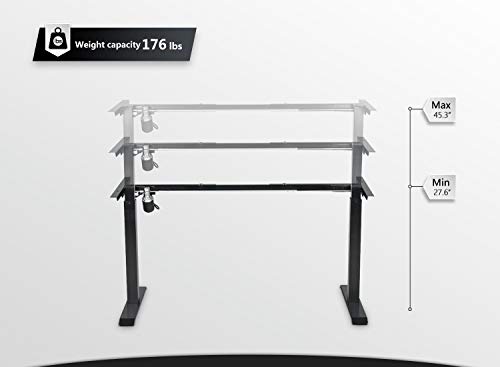 FEZIBO Height Adjustable Standing Desk Frame, Electric Standing Desk Legs for 43.4 inches to 62.9 Inches Desk Tops, Sturdy Stand up Desk Base for Workstation,Black (Frame Only)