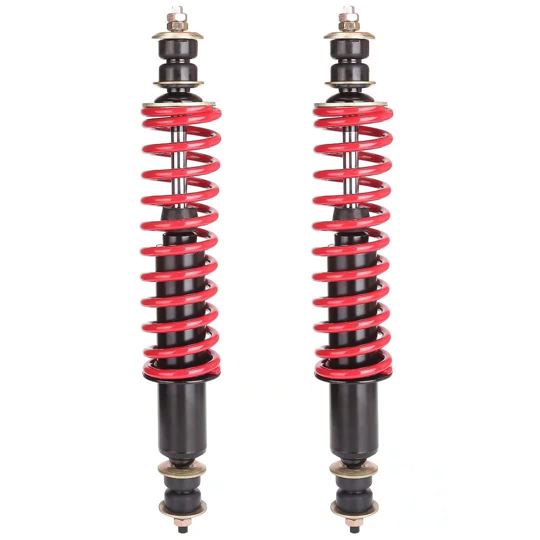10L0L Front Rear Coil Over Shock Fits EZGO TXT Medalist 1994+ Newer Gas or Electric Golf Cart, Heavy Duty, Replaces OEM# 70928-G01 76418-G01, 2- Pack (Red Shocks)