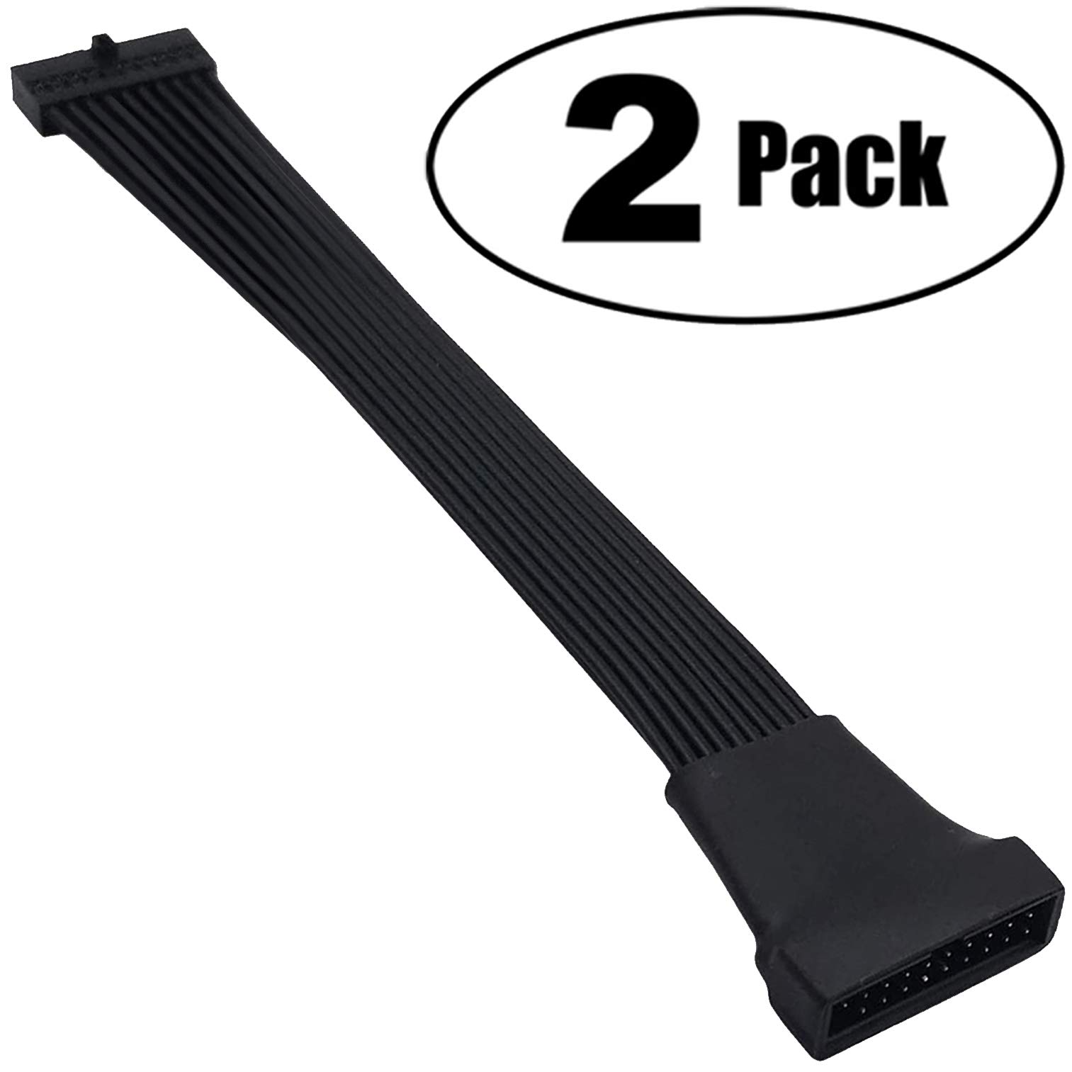 TeamProfitcom Small Mini USB 3.0 19/20 Pin Internal Low Profile Extension Header Adapter Cable for Motherboard 6 inches (2 Pack)