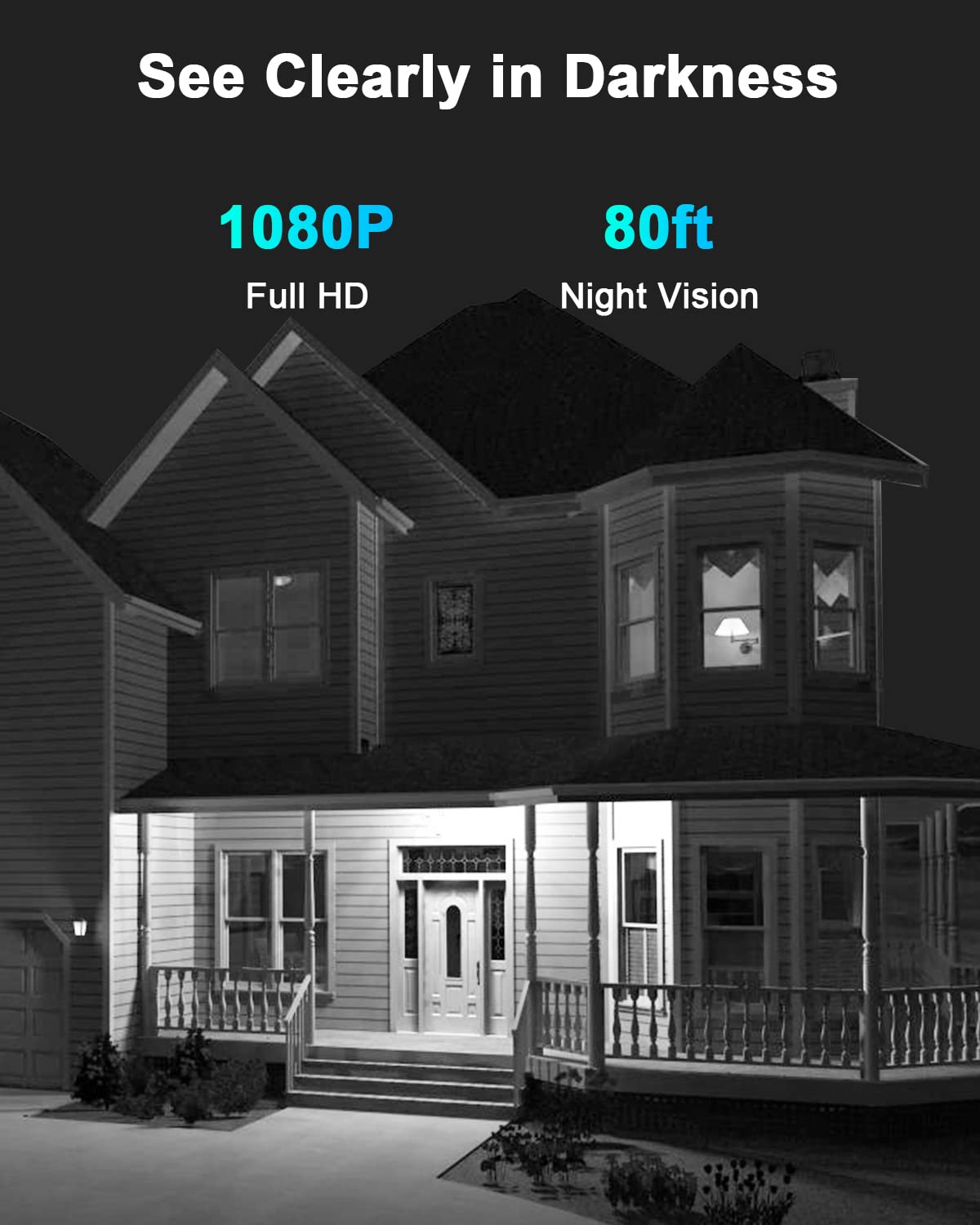 ANRAN Security Camera Outdoor with Pan Rotation 180° Feature, 1080P WiFi Outdoor Security Cameras for Home, IP65 Waterproof, Plug-in Power, 2.4G WiFi, SD and Cloud Storage, B4 White