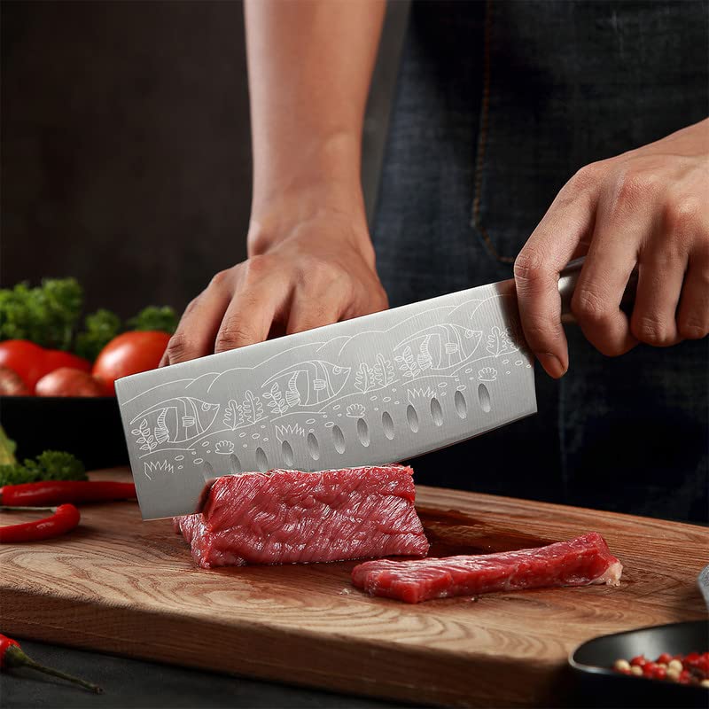 TooSharp Nakiri Knife 7 Inch, Update Fit/304 Stainless Steel Handle,Vegetable Kitchen Knife, Good Sharp Helper for Cooking, Meat, Home and Kitchen