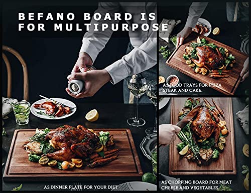 Befano Large Black Walnut Cutting Board for Kitchen, Reversible with Juice Groove, Charcuterie, Cheese Board, Serving Tray, Chopping Board for Meat, Bread(Gift Box Included)18x12 Inches