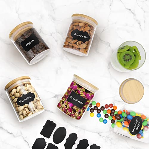 Hoanra 15oz Glass Jars with Airtight Bamboo Lids, Small Food Storage Containers, for Kitchen Pantry Organization Tea Coffee Candy Cookies Nuts(9 Pack)