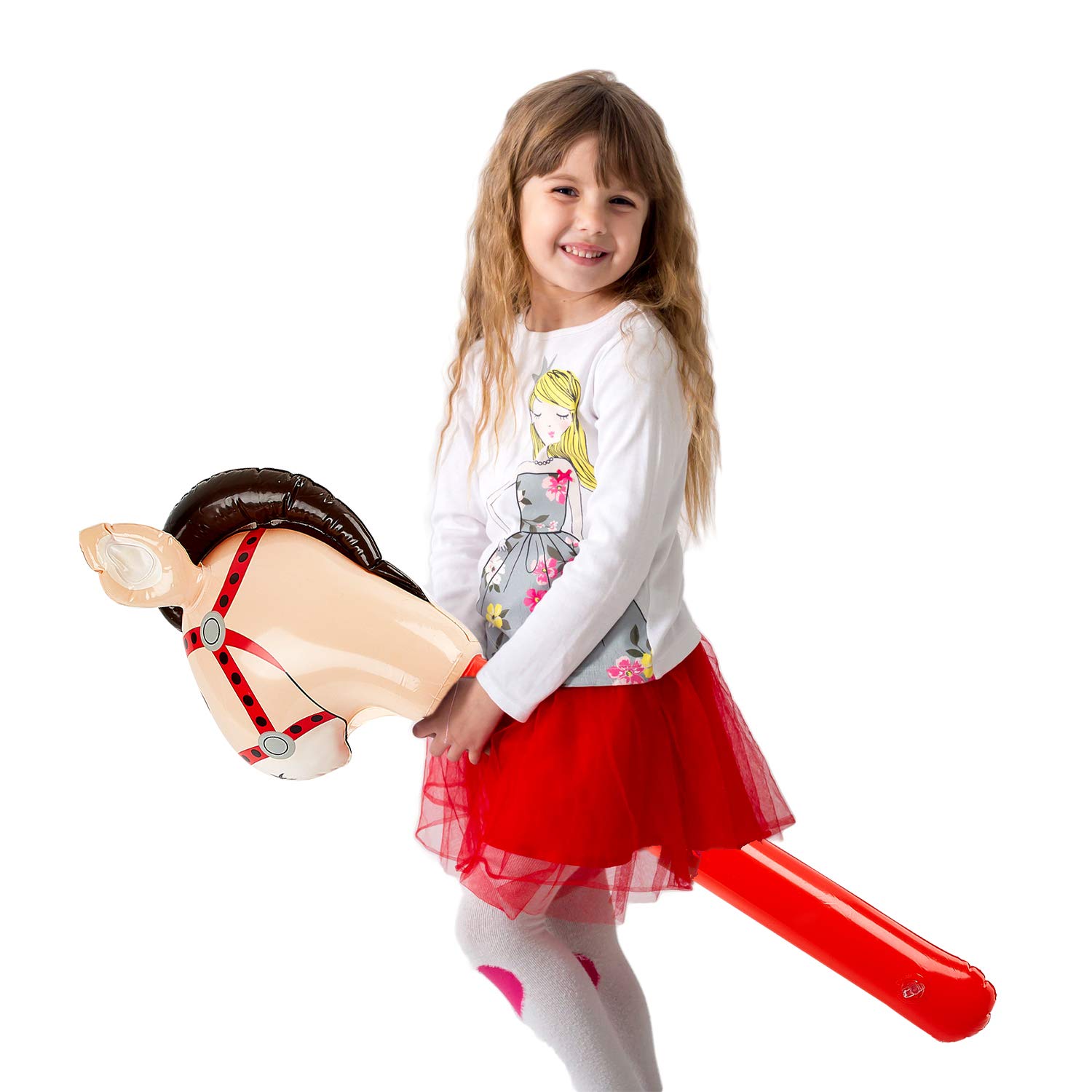 3 Pieces Inflatable Stick Horse Inflatable Horsehead Stick for Theme Party Decoration, 37 Inches