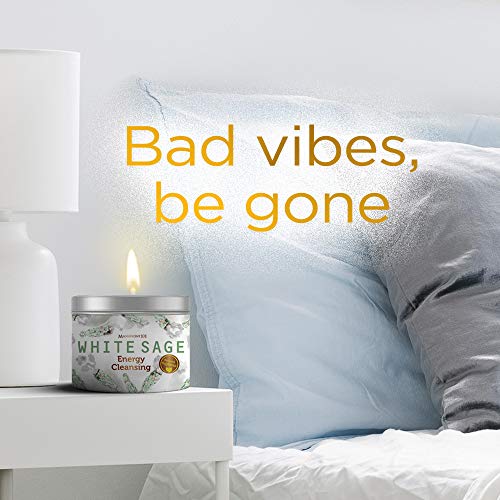 MAGNIFICENT 101 White Sage Smudge Candle for House Energy Cleansing, Banishes Negative Energy I Purification and Chakra Healing - Natural Soy Wax Tin Candle