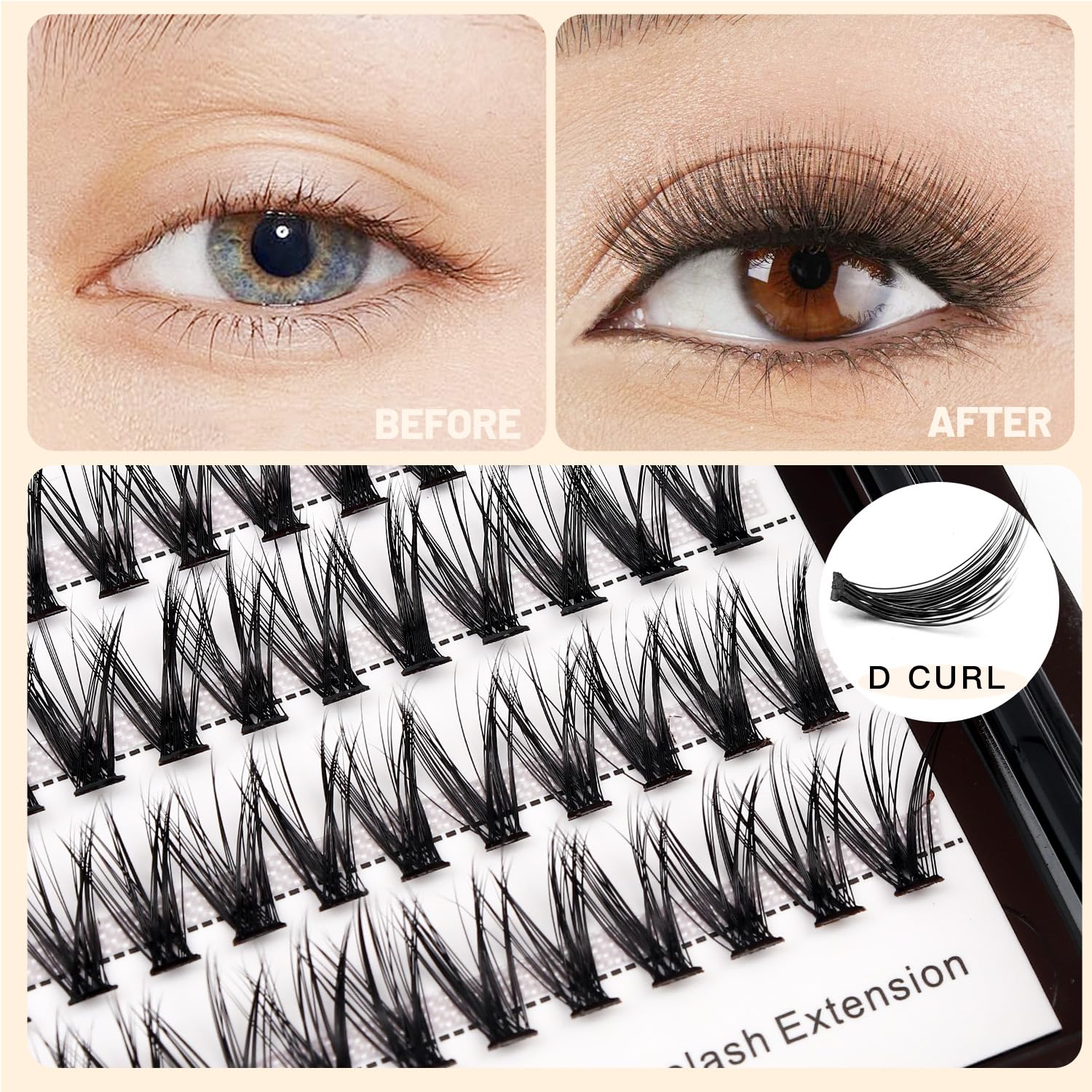 Vayator 10+12mm Mixed 12+14mm Mixed Tray Mink Eyelash Extension Natural 3D Russian Volume Faux Eyelashes Individual 20D Cluster Lashes Makeup (10mm+12mm Mixed)