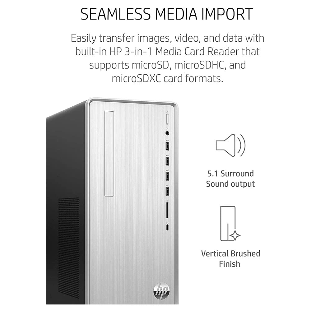 HP Pavilion Desktop PC,AMD Ryzen 5 4600G Processor 6-core Wite Radeon Graphics,12GB DDR4-3200 SDRAM,512GB HD-Windows 10 Home,Multi-Display Capable,5.1 Surround Sound(TP01-1337c),with 5-feet HDMI