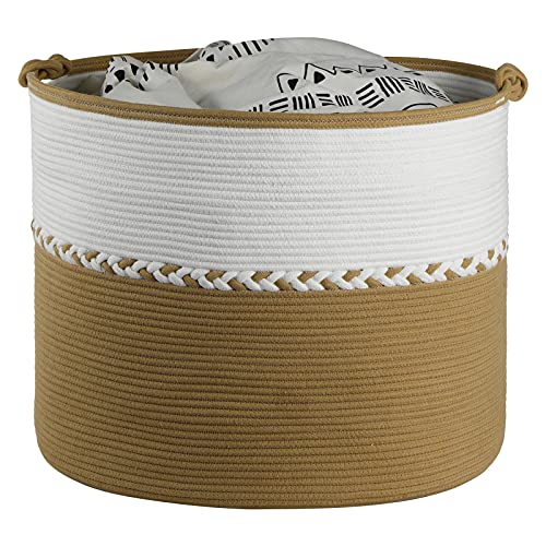 KEBEIYA Large23.62x17.31x23.62 inch Blanket Storage Basket, Woven Baby Laundry Basket with Built-in Handles for Blanket Storage, Nursery Basket Soft Storage Bins