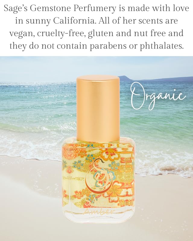Amber Organic Perfume Oil Extract Roll-On by Sage- 1/4 oz, Vegan & Cruelty-Free, Earthy Scent, Amber, Blood Orange, Musk