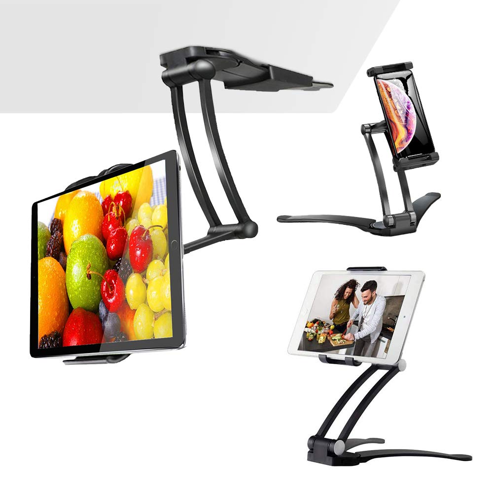 Bben iPad Wall Mount,360° Rotating Kitchen iPad Stand, iPad Under Cabinet Mount, Tablet Wall Mount for iPad Pro, Kitchen Tablet Holder for iPad Mini 5, iPad Air 4, Other 5-12” Devices, Black