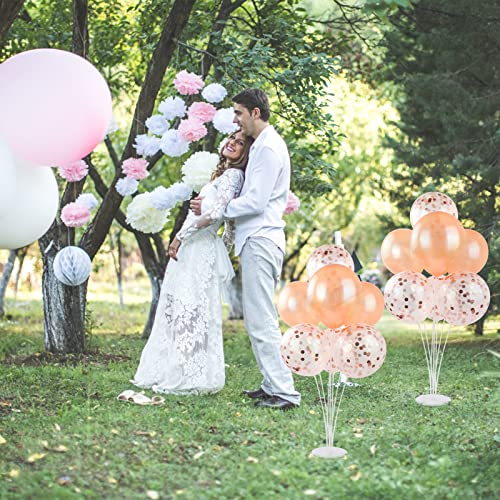 Balloon Stand Kit - Tinabless 2 Sets of Clear Table Desktop Balloon Holder with 7 Balloon Sticks,7 Balloon Cups and 1 Balloon Base for Birthday | Wedding Party, Holidays, Anniversary Decorations
