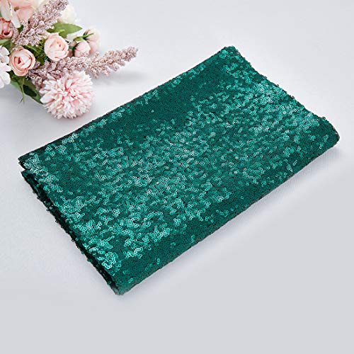 2×8FT-2PCS Hunter Green Sequin Backdrop Curtains Panels, Christmas Green Photography Backdrop Glitter Curtains Fabric Background for Christmas Wedding Party Decor