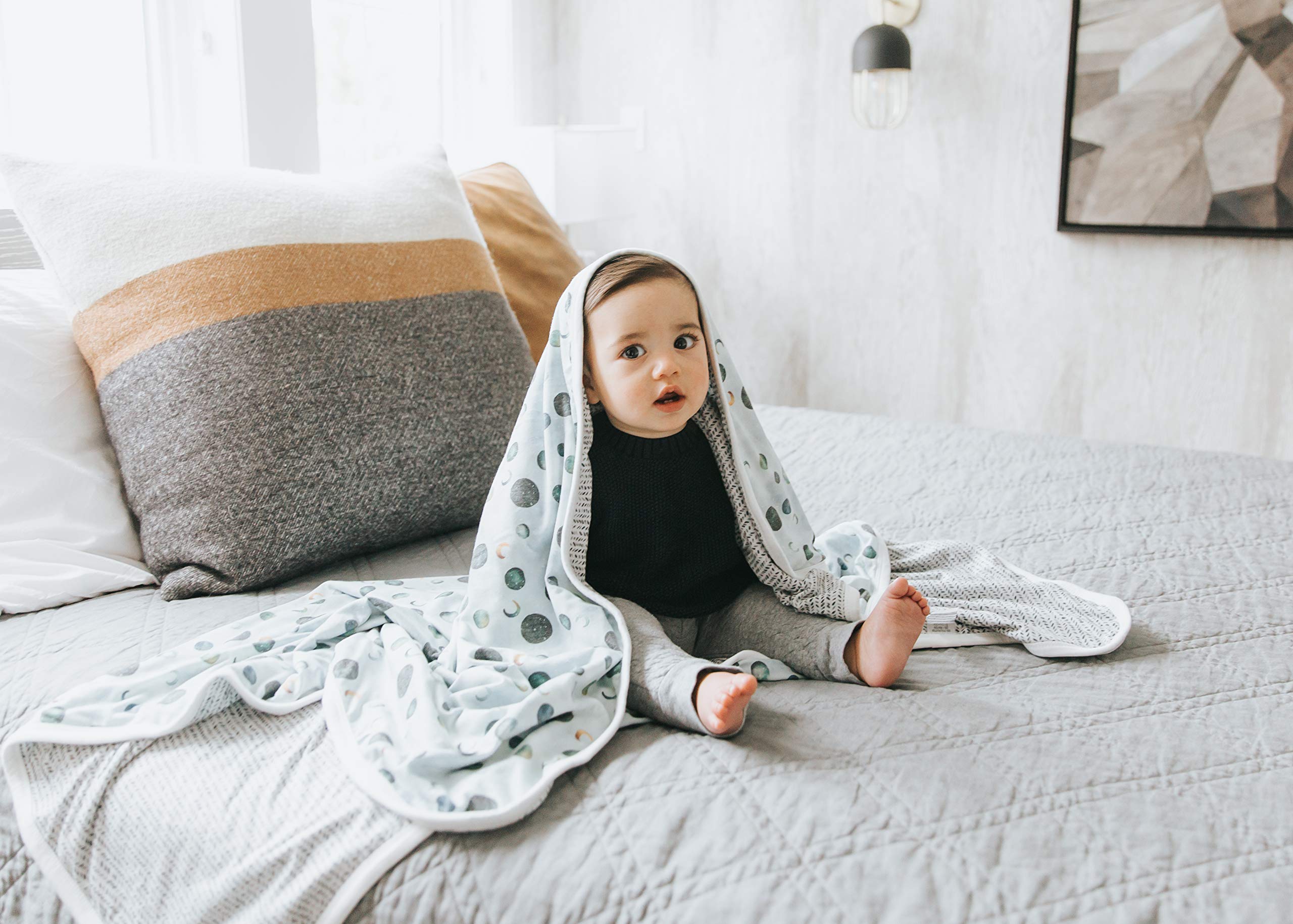 Large Premium Knit Baby 3 Layer Stretchy Quilt Blanket Lunar by Copper Pearl