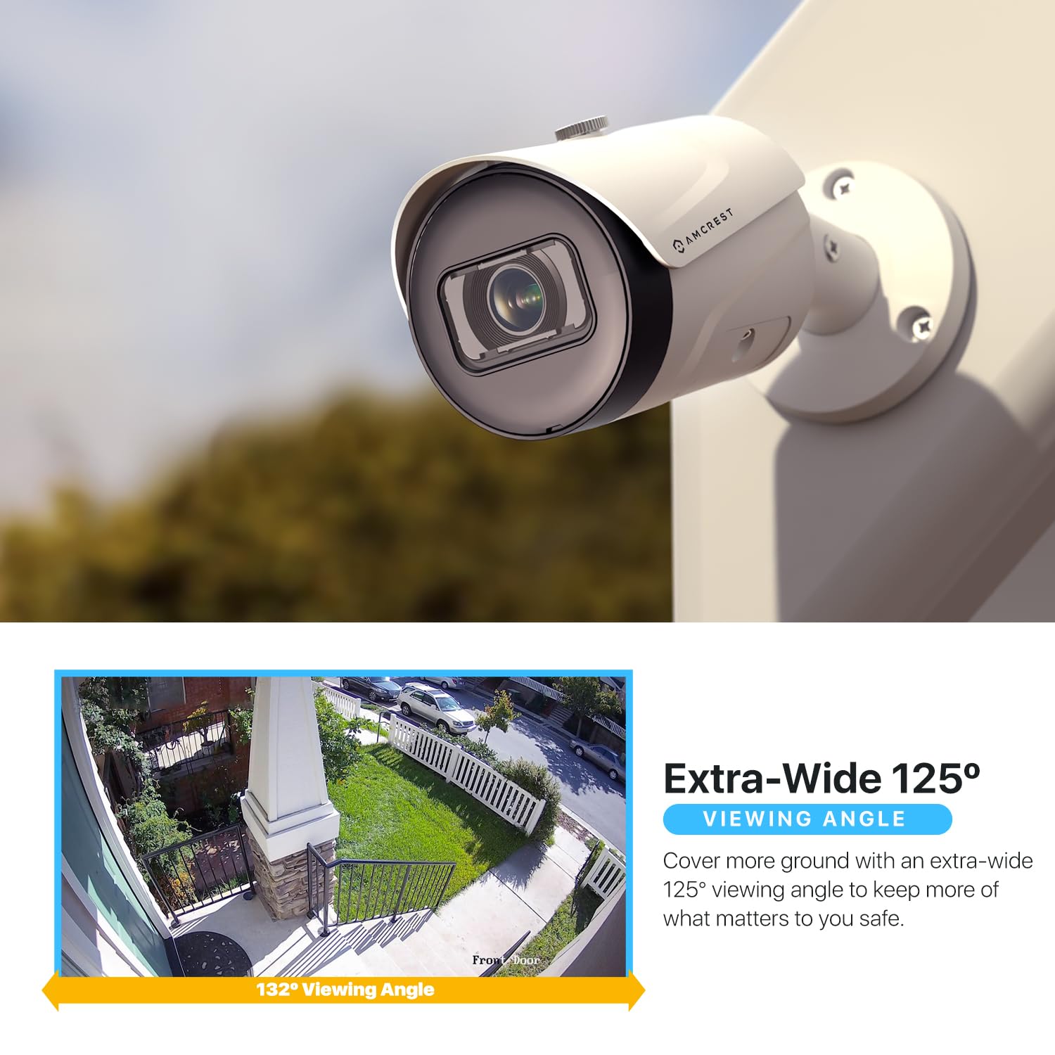 Amcrest 2-Pack UltraHD 4K (8MP) Bullet POE IP Camera, 3840x2160, 98ft NightVision, IP67 Weatherproof, 125° FOV, Supports up to 256GB MicroSD Recording, White (2PACK-IP8M-2496EW-AI-V3)