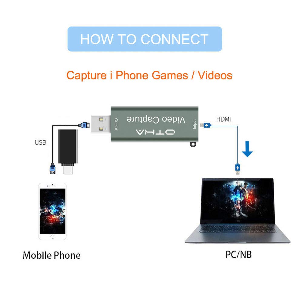 1080p 60fps Video Capture Card,Audio Grabber for Gaming Streaming,Compatible with Nintendo Switch, PS3/4, Xbox One