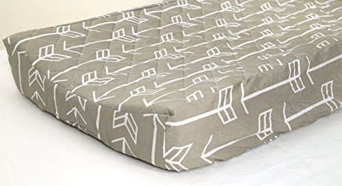 Arrow Quilted Changing Pad Cover (White Arrow on Gray) - Fits Standard Contoured Changing Pads