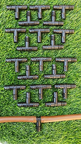 Drip Irrigation Universal Barbed Tee Fitting, Barbed Connectors for 5/8" Drip Tubing Connectors compatible with Rain Bird and Most 5/8" Tubing or Sprinkler Systems (20 in pack)