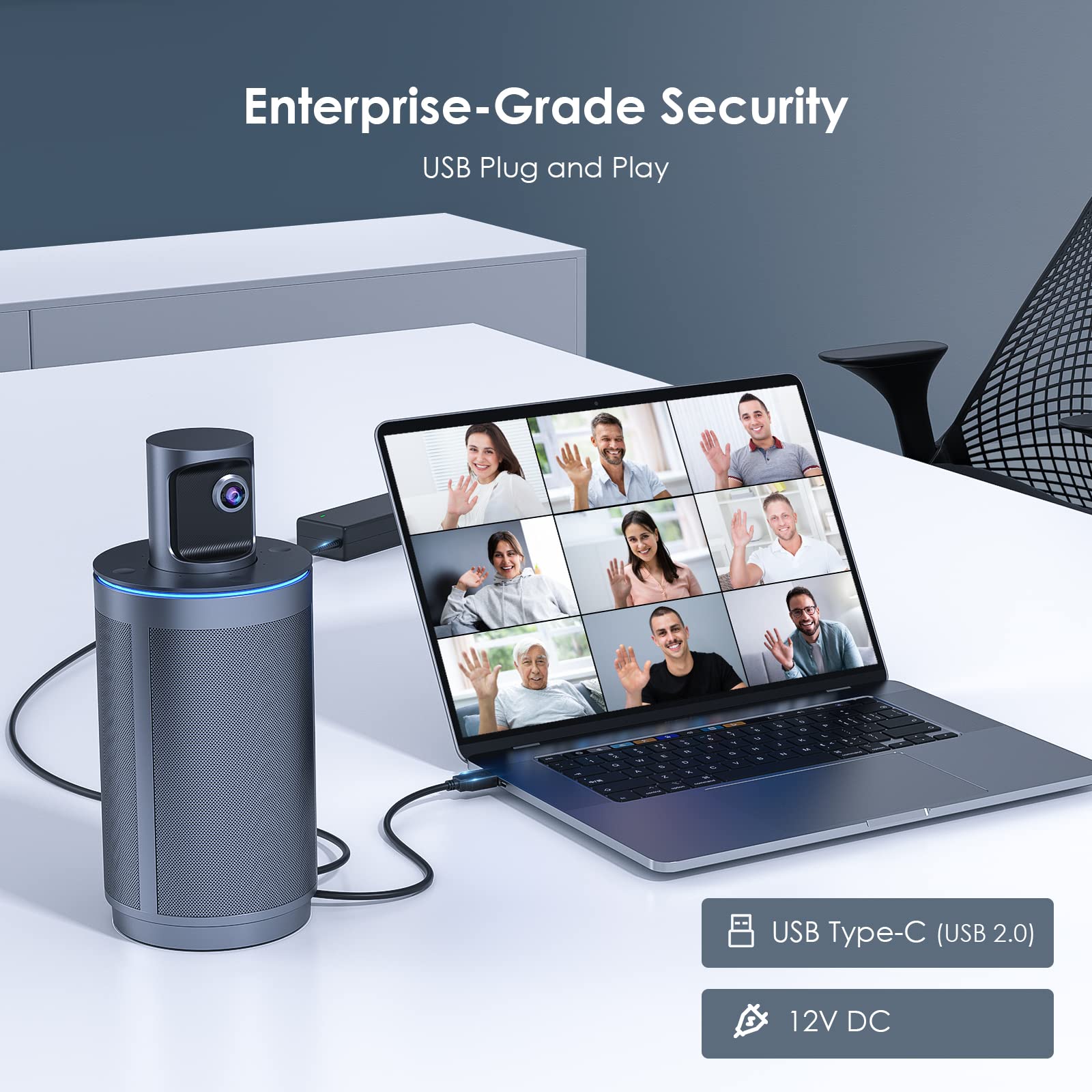NexiGo Meeting 360, 8K Captured AI-Powered Framing & Speaker Tracking, 1080p HD 360-Degree Smart AIO Video Conference Camera, 8 Noise-Cancelling Microphones, and Speaker