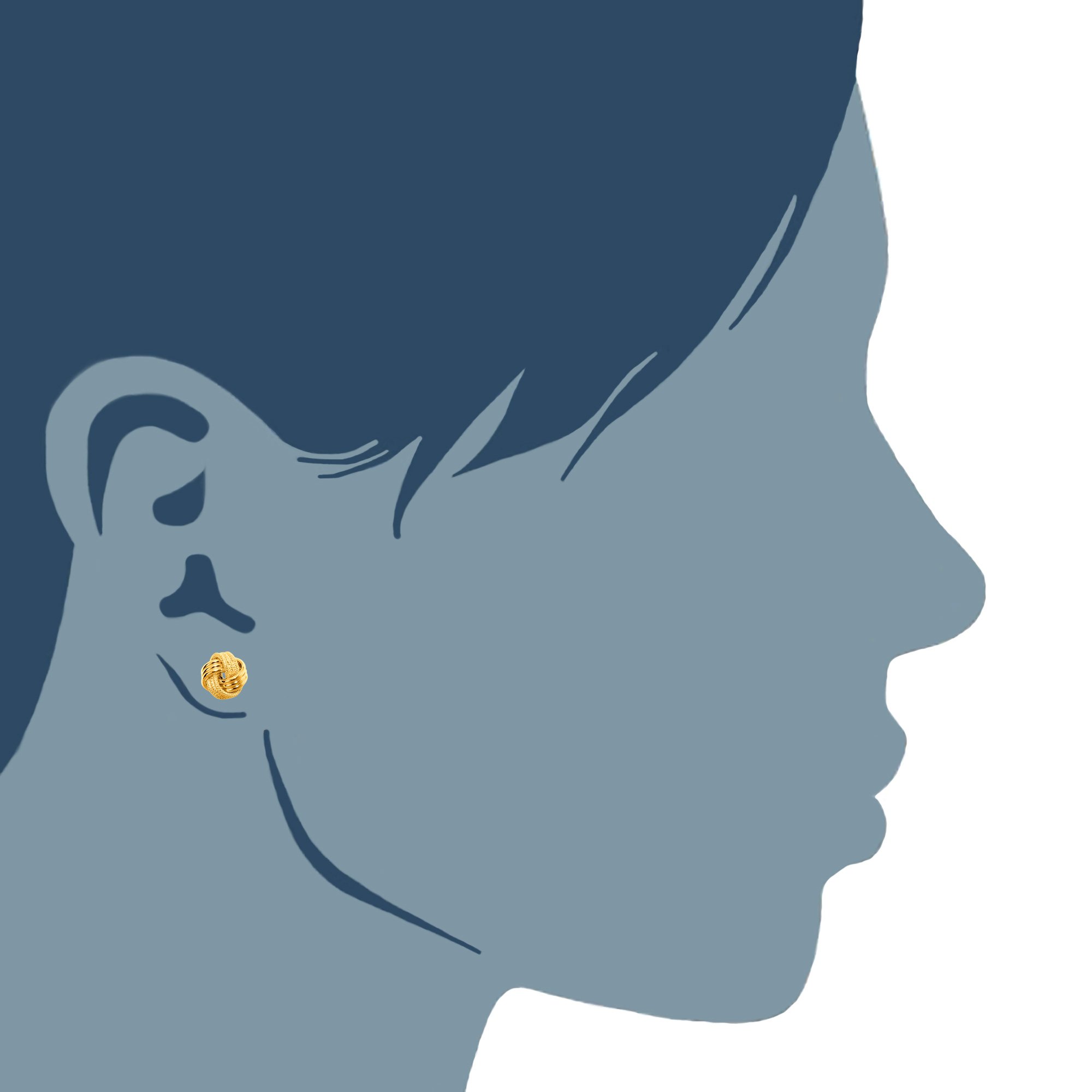 10k Yellow Gold Shiny And Textured Triple Love Knot Stud Earrings, 9mm