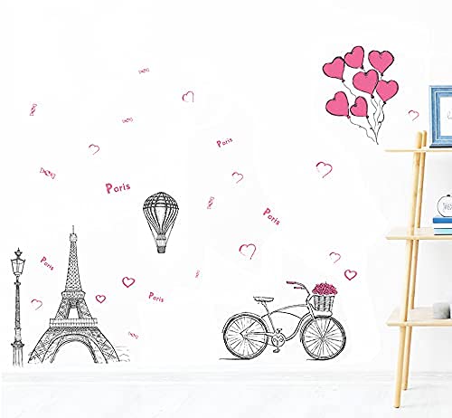 CIWEI Paris Wall Stickers- Eiffel Tower Wall Decal- Paris Wall Decor for Girl Bedroom Living Room Paris Themed Party Decoration 23.6 × 35.4 Inch