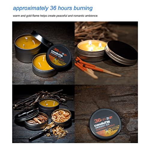 3 Wick 36 Hour Emergency Candle, Long Lasting Survival Candle with Natural Aroma Slow Burn Beeswax Wax Camping Candle Scented Candle for Emergency, Camping, Hiking, Essential Supplies