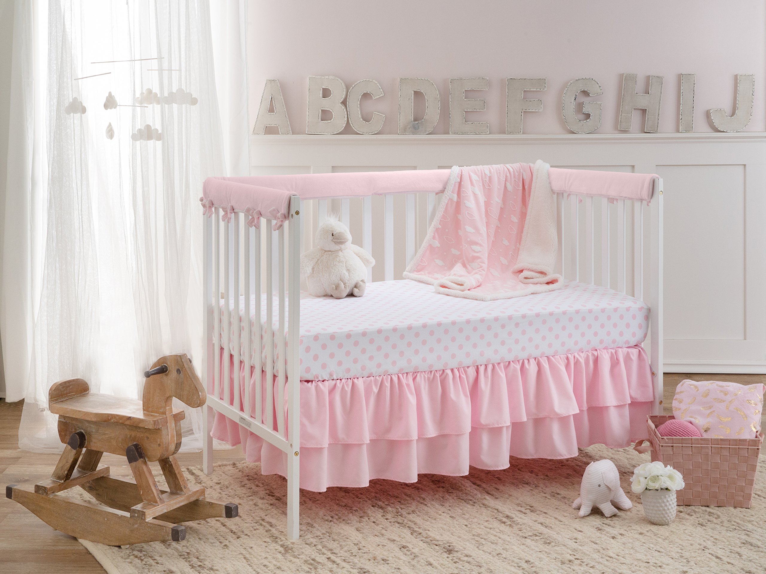 American Baby Company Double Layer Ruffled Crib Skirt, Blush Pink, for Girls, 1 Count (Pack of 1)