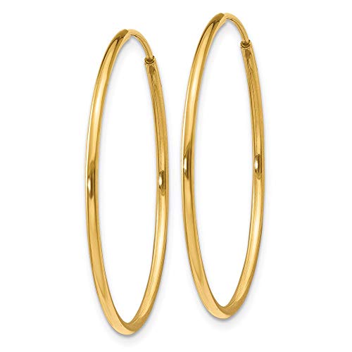 14K Yellow Gold Classic Round Endless Hoop Earrings for Women 1.25 inch